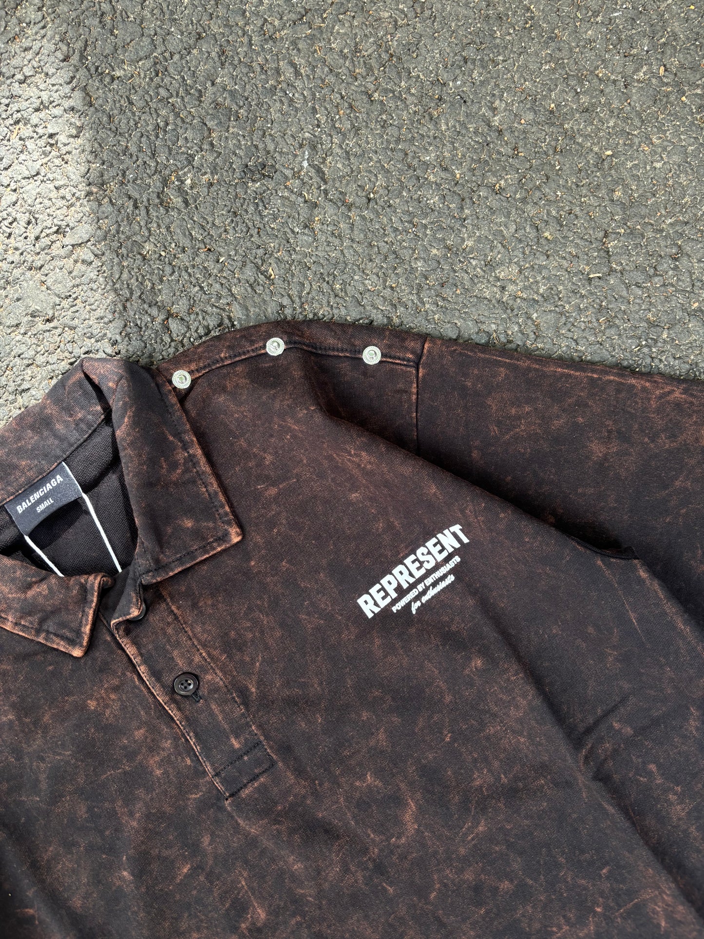 Represent brown acid wash polo – Youngwear